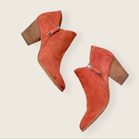 Frye | Shoes | Frye Reed Red Suede Vintage Comfy Zip Up Cute Block Heel ...